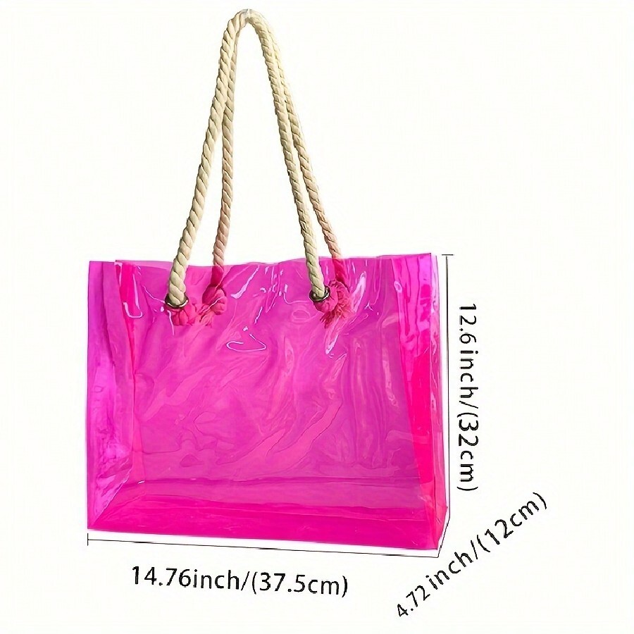 Toteprint 2PCS Pink Clear Tote Bags PVC Bags With Rope Handles Stadium ...