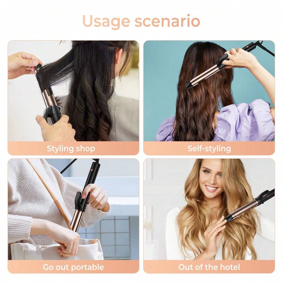 Dual Voltage Curling Iron, Travel Flat Iron Hair Curler In One For ...