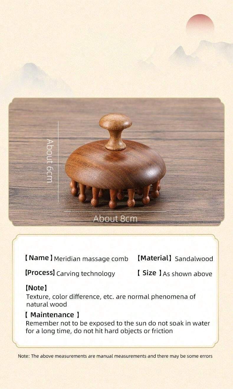 Ergonomic Rosewood Scalp Massager - Handheld Full Body Relaxation Tool ...