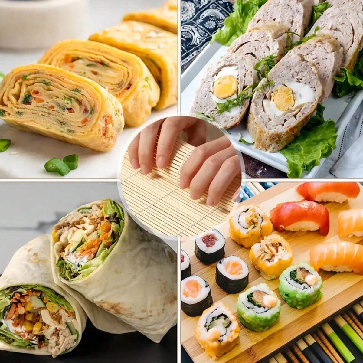 1 Pc Premium Bamboo Sushi Burrito Mats Durable Non-Stick Tools Washable ...