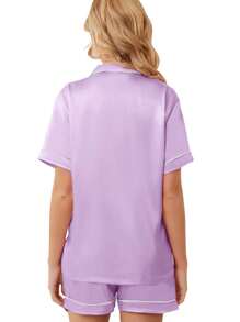 Large Size Women's Polyester Pajamas Set, A Two-Piece Set With Button ...