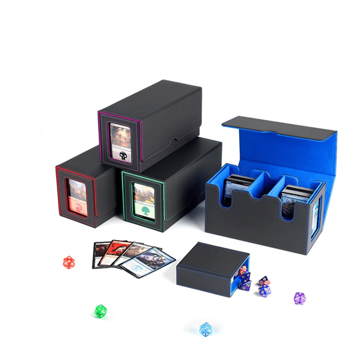 MTG Deck Box With Commander Display, Double-Layer Box Can Hold Over 250 ...