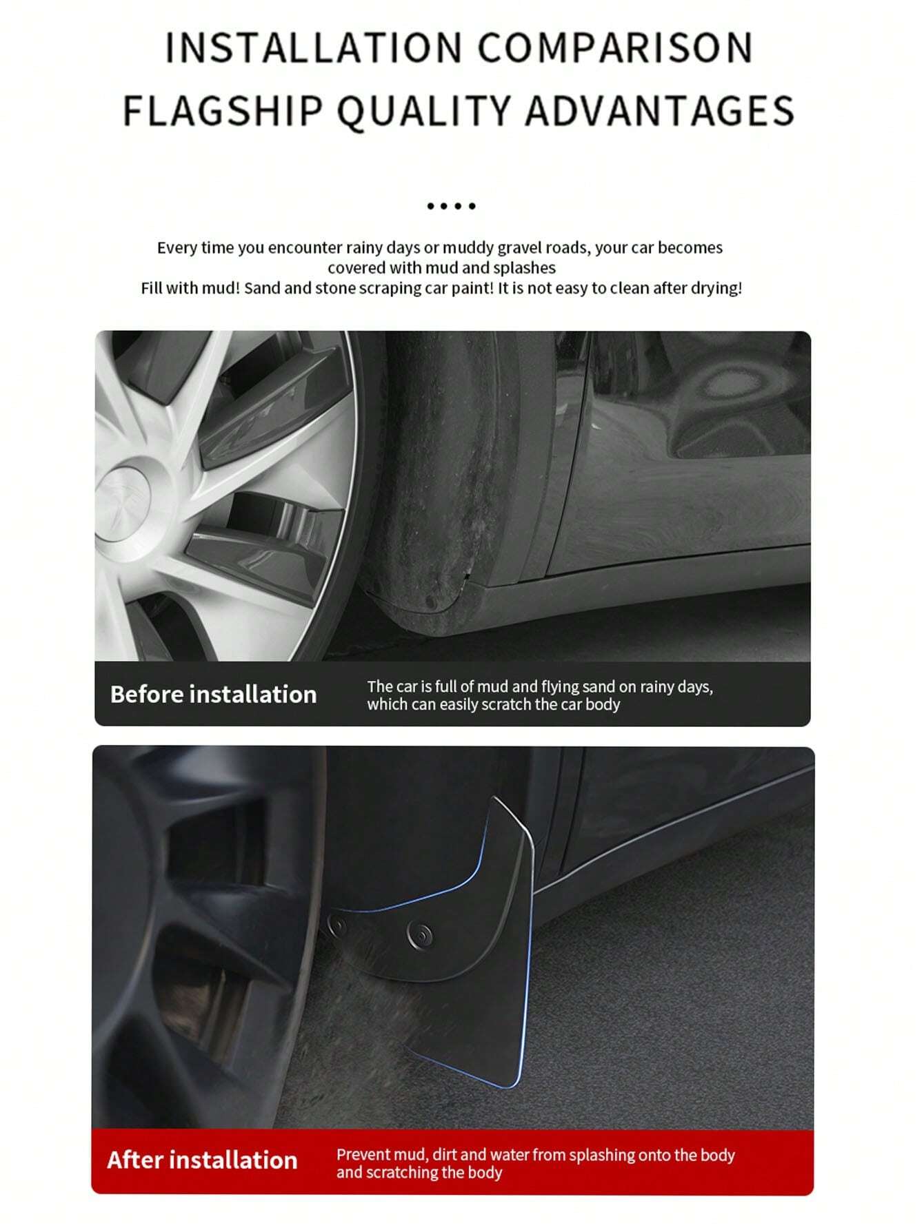 YANF Juego de 4 guardabarros de barro para /Y - Diseño sin perforación ...