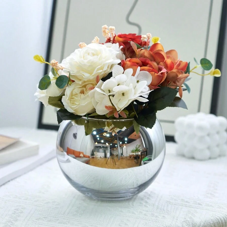 1pc Convex Mirror Vase Silver Cubicle Decorations - Multipurpose ...