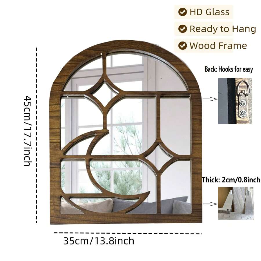 Mirror Wood Cathedral Window Pane Mirror - Arched Window Mirror For ...