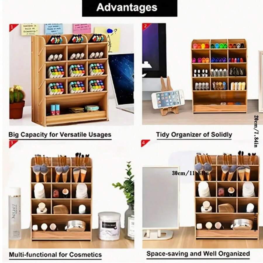 Desk Organizer With Slanted Pen Holder - PVC Office And Dorm Stationery ...