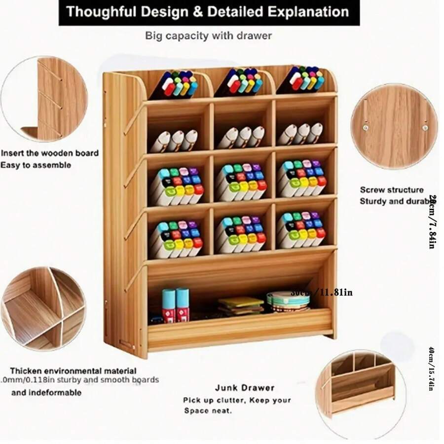 Desk Organizer With Slanted Pen Holder - PVC Office And Dorm Stationery ...