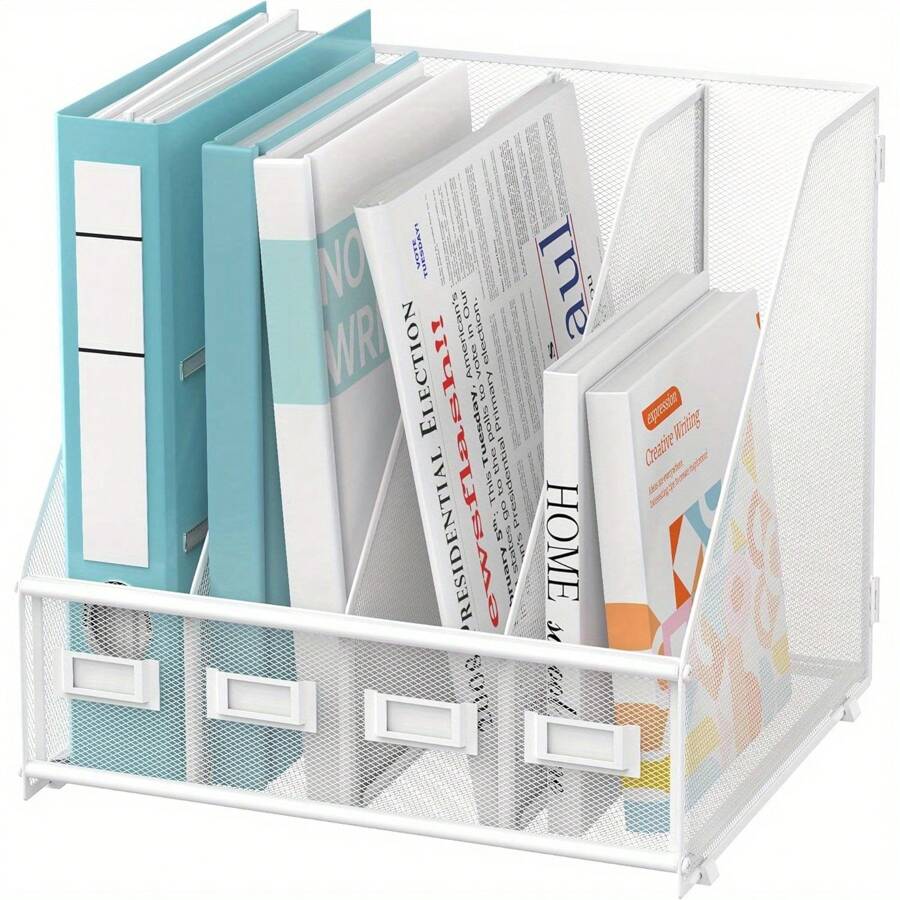 DALTACK Magazine File Holder, Metal Desktop Organiser With 4 ...