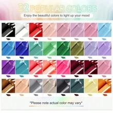 36pcs Gel Nail Polish Kit - 32 Vibrant Colors With Base, Glossy & Matte ...