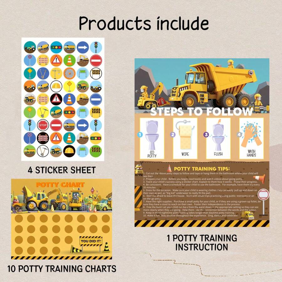 Construction Potty Training Sticker Chart Potty Chart Potty Training ...