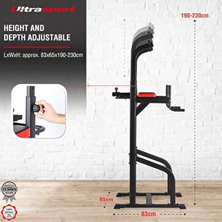 Power Tower Pull-Up Dip Station Fitness Tower Height Adjustable Home ...