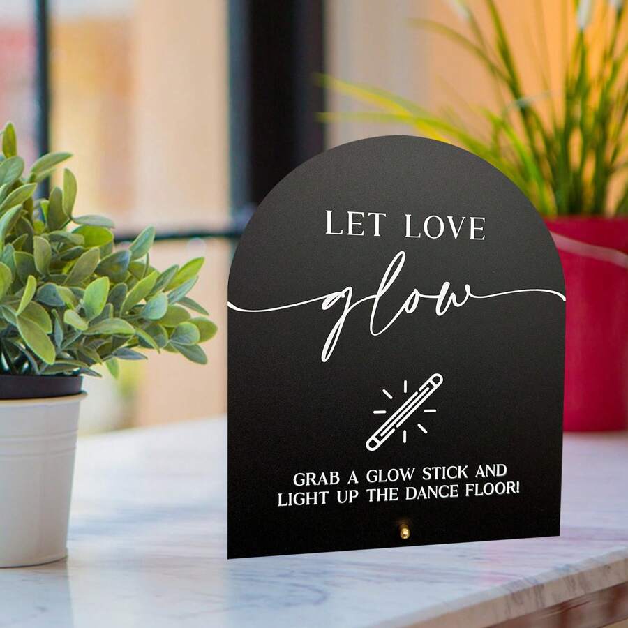 Let Love Glow Acrylic Sign, Let Love Glow Sign, Glow Stick Wedding Sign ...