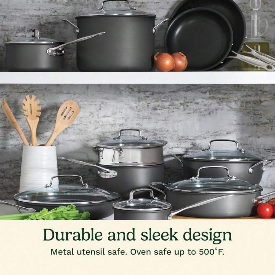Cuisinart 17-Piece Cookware Set, Chef's Classic Nonstick Hard Anodized ...