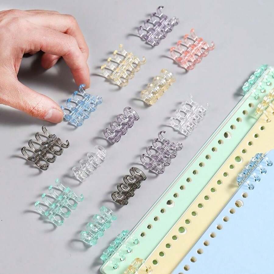 10Pcs 5 Ring Plastic Loose Leaf Binder Rings A4 A5 A6 Notebook Crystal ...