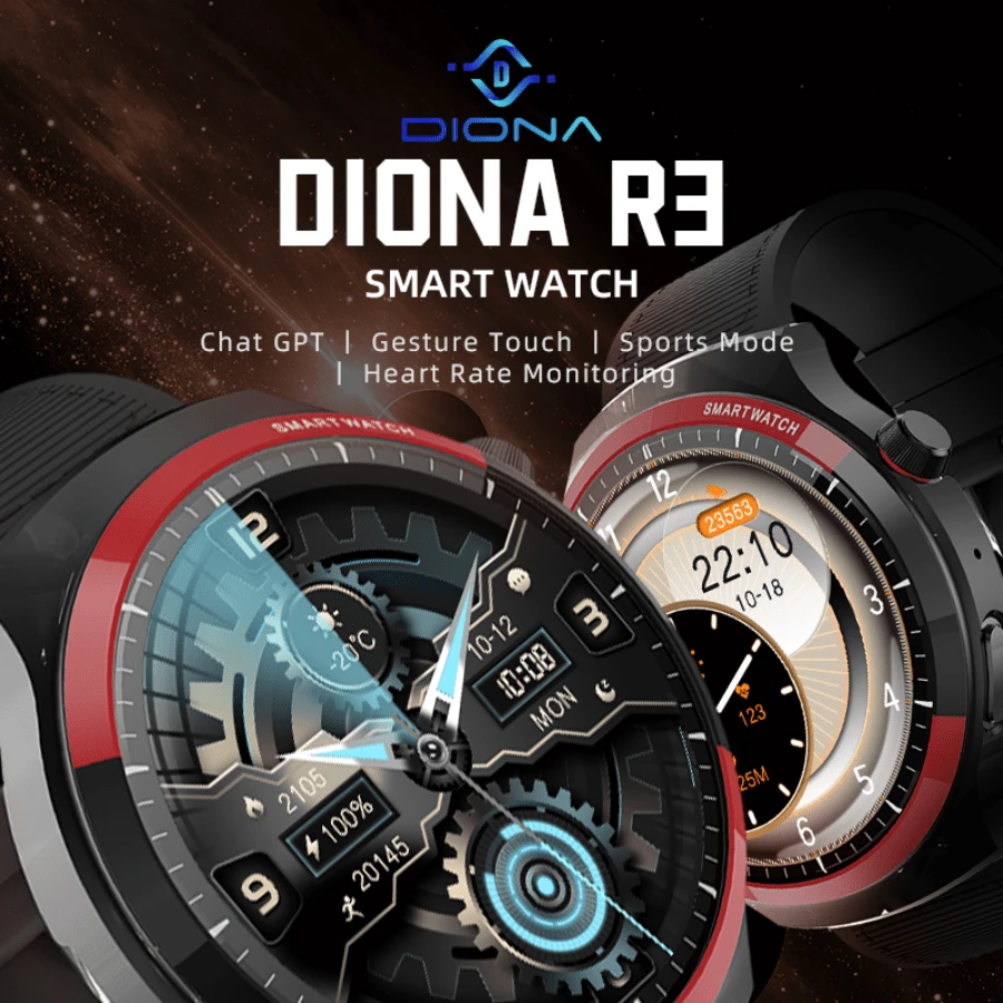 DIONA R3 Smartwatch Black Silicone Strap Supports Sports Mode And Call ...