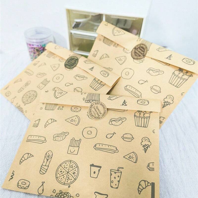 100pcs Grease-Resistant Paper Bags Food Bags Disposable Packaging For ...