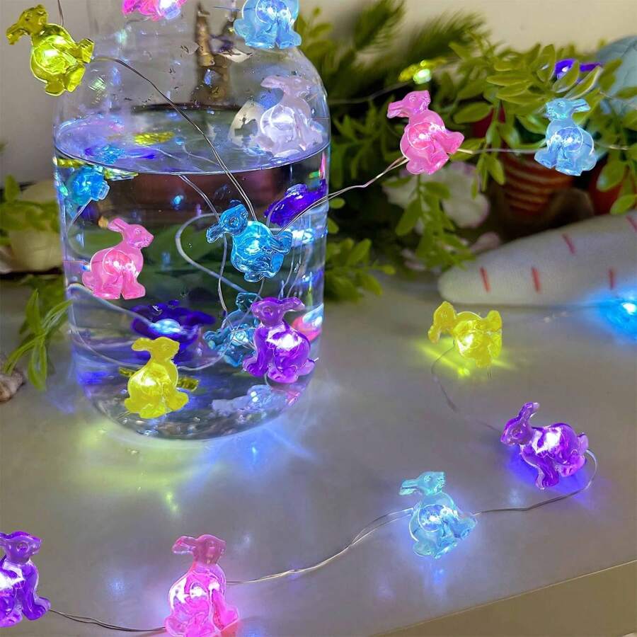 Easter String Lights, 50LED 16FT Colorful Bunny Decorative Fairy Lights , Rabbit Shaped Lights ...