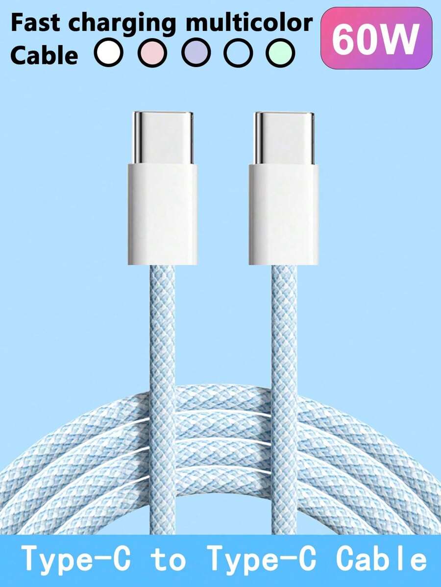 60W Type C To Type C Multi-Color Fast Charger Cable, High-Speed ...