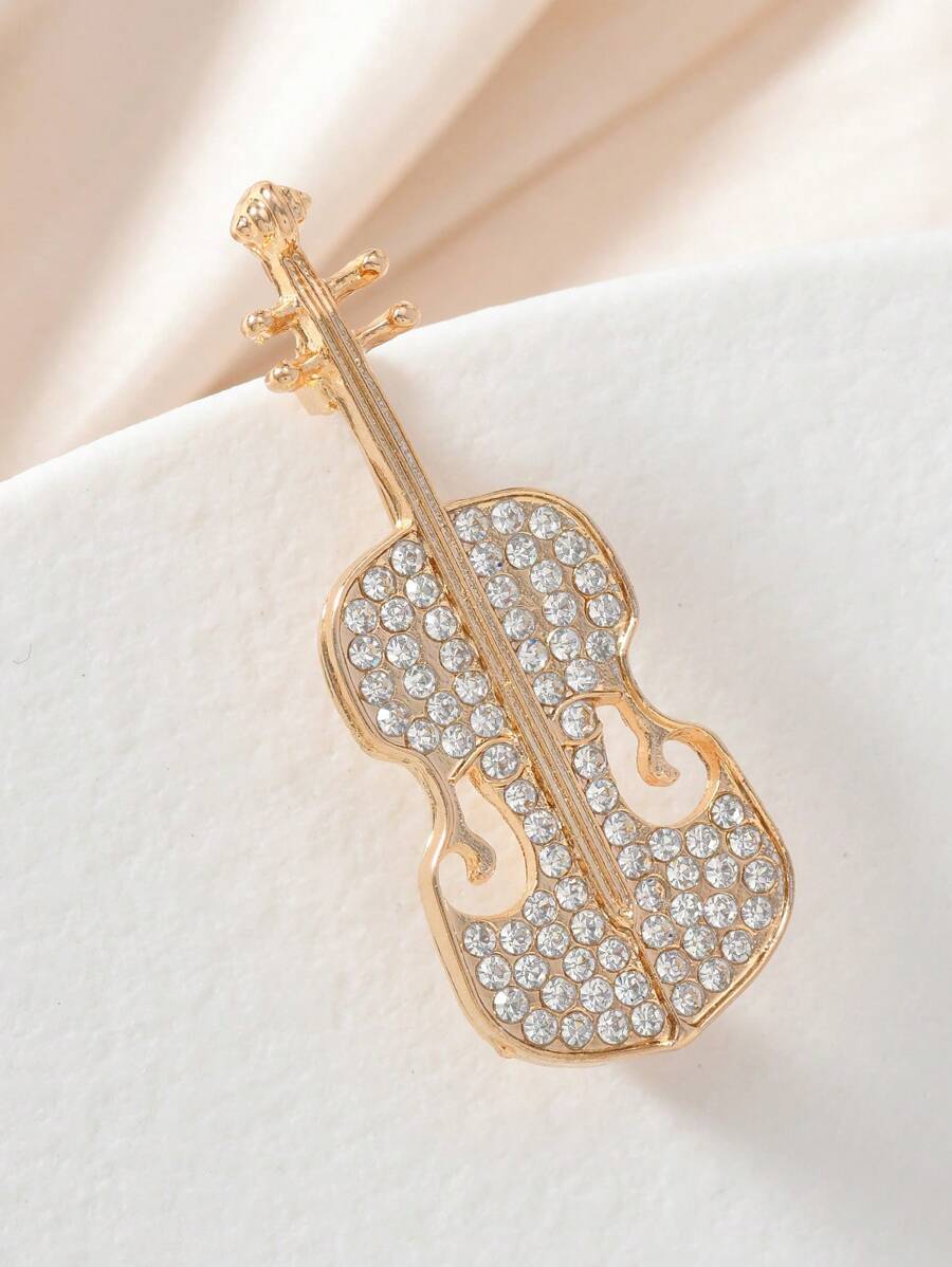 2pcs Gold Exquisite Full Metal Microphone & Guitar Brooch, Perfect For ...