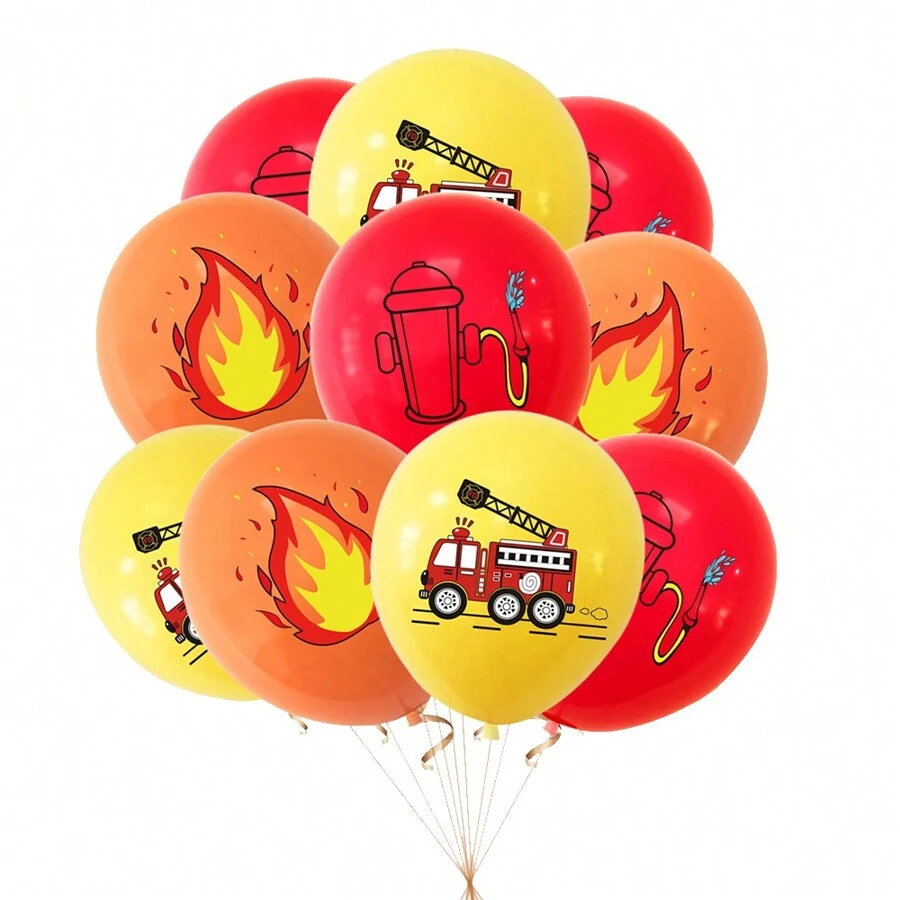 12PCS Fire Fighting Truck Theme Balloons Fire Extinguisher Fire ...