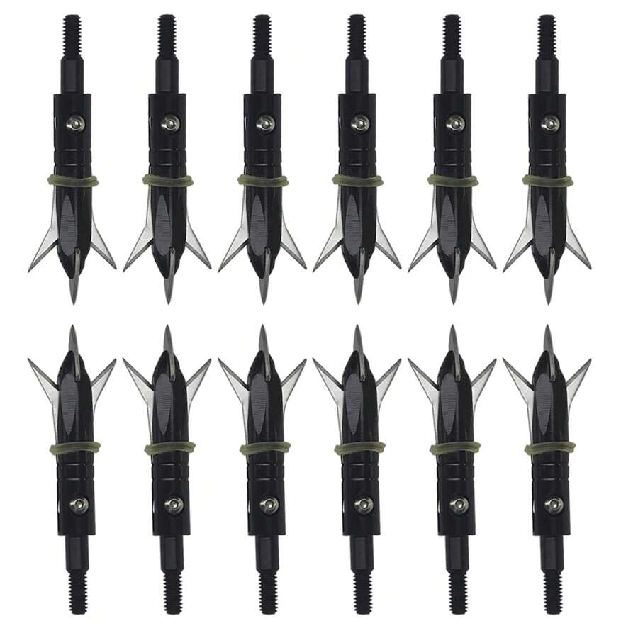 12pcs Archery Hunting Broadheads 100 Grain Screw-In Arrow Tips ...
