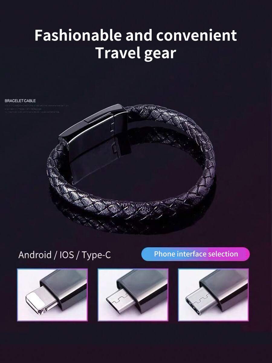 USB Charging Cable Micro USB Charger Bracelet Cable Durable Leather ...