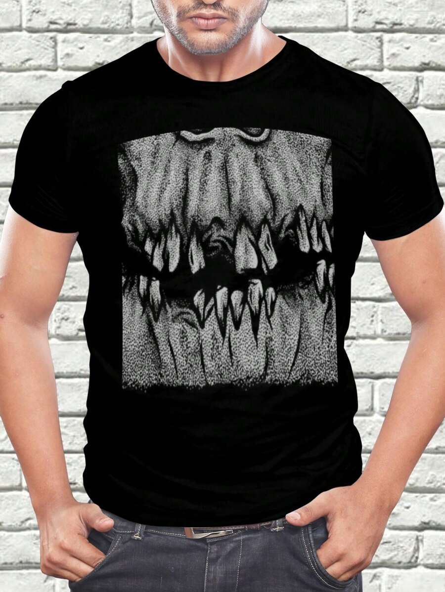 Fashion Mens T Man Shirts Skull Face For Man Mens T-Man Shirt Creepy ...