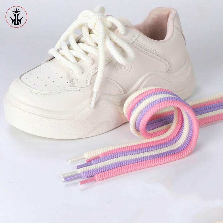 1 Pair 8mm Threaded Shoelaces For Canvas Shoes, Chunky Sneakers, Black ...