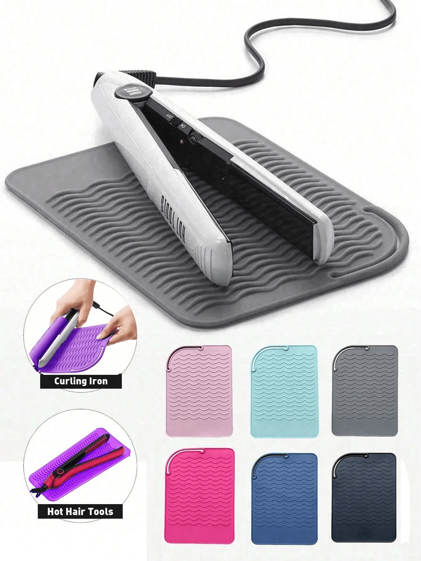 Hot Styling Tool Mat, Universal Size Hair Straightener And Curling Iron ...