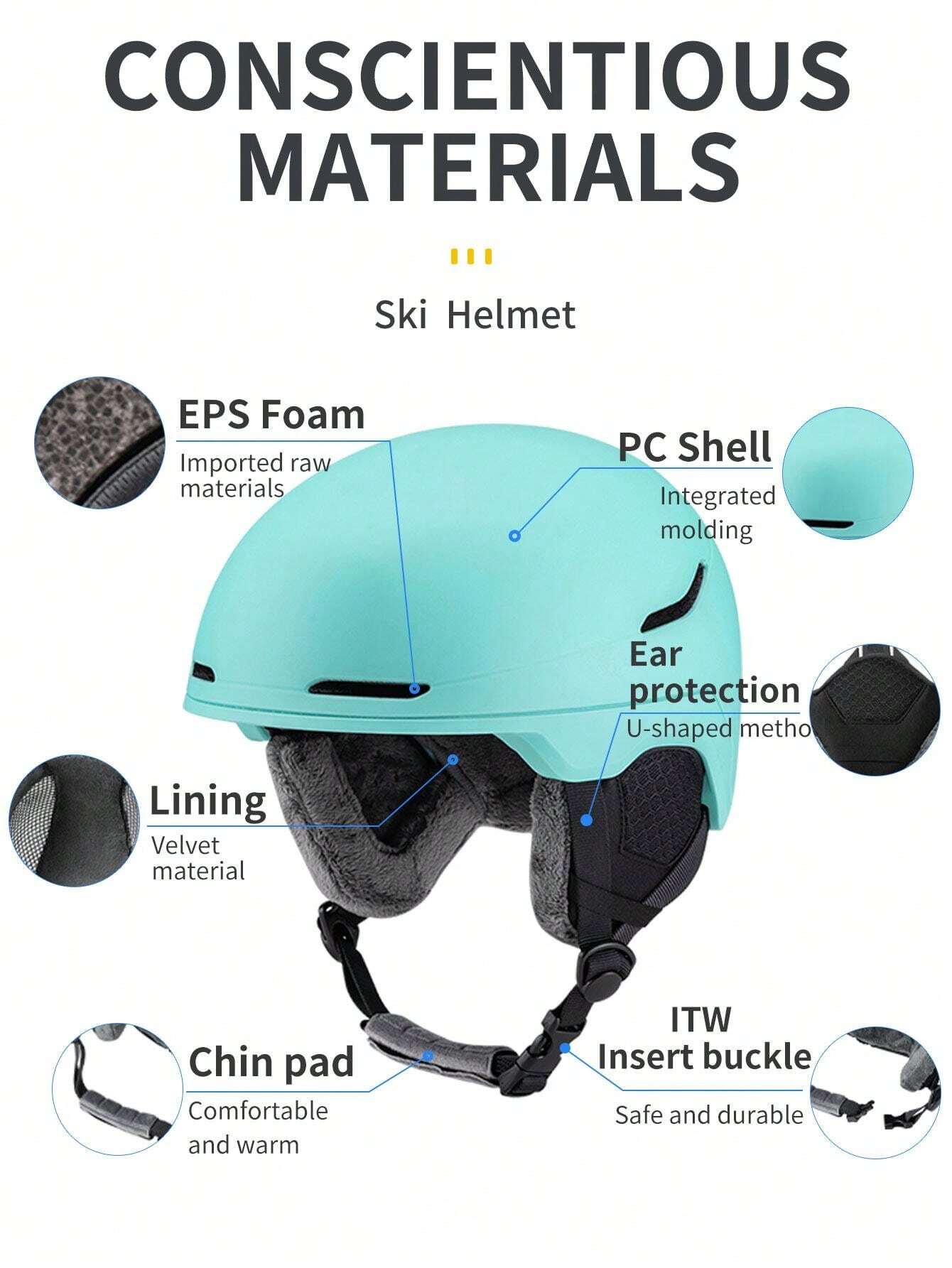 New Skiing Helmet With Detachable Goggles, All-In-One Outdoor Sports ...