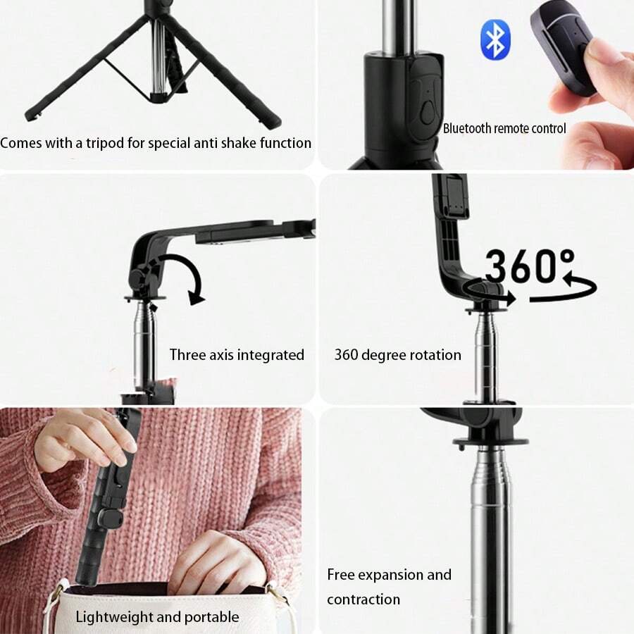 1pc Selfie Stick, Bluetooth Tripod Integrated, Floor Standing ...