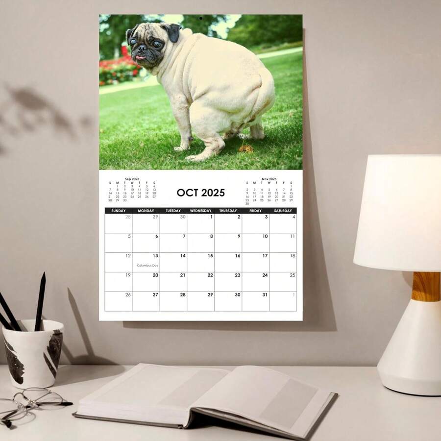 New Pooping Pups Funny Adult Gift - 2025 Dog Poop Calendar - Gag Gift ...