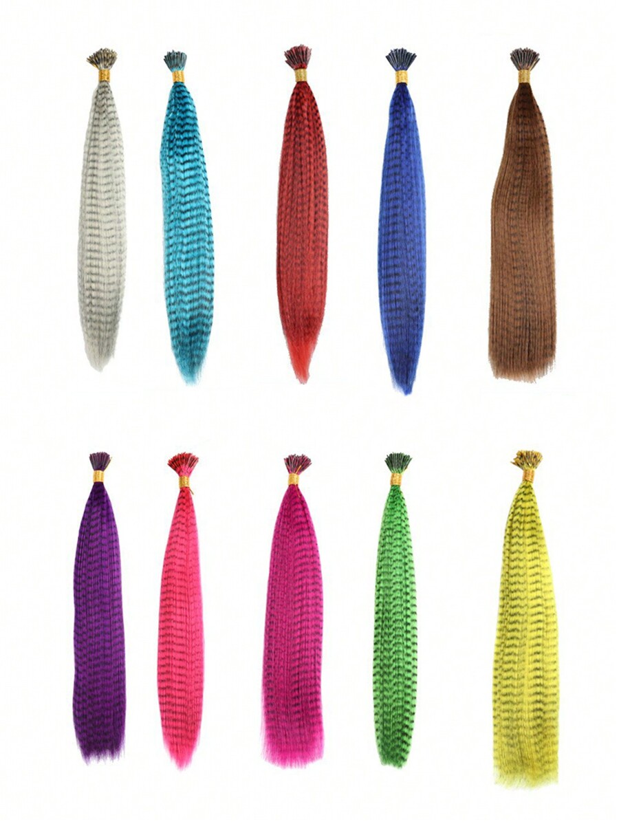 16-Inch Leopard Print Color Extension Hair Extension Fake 10-Piece Hair ...