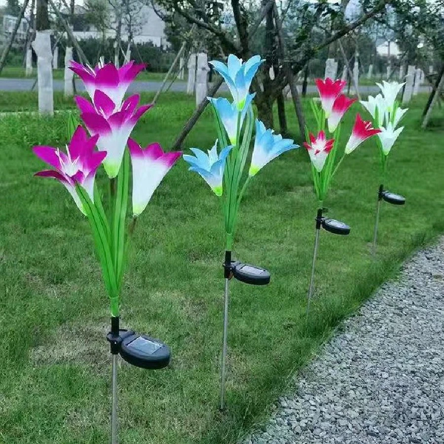 4pcs Solar Powered Flower Lights, Larger Floral Design, 7 Color ...
