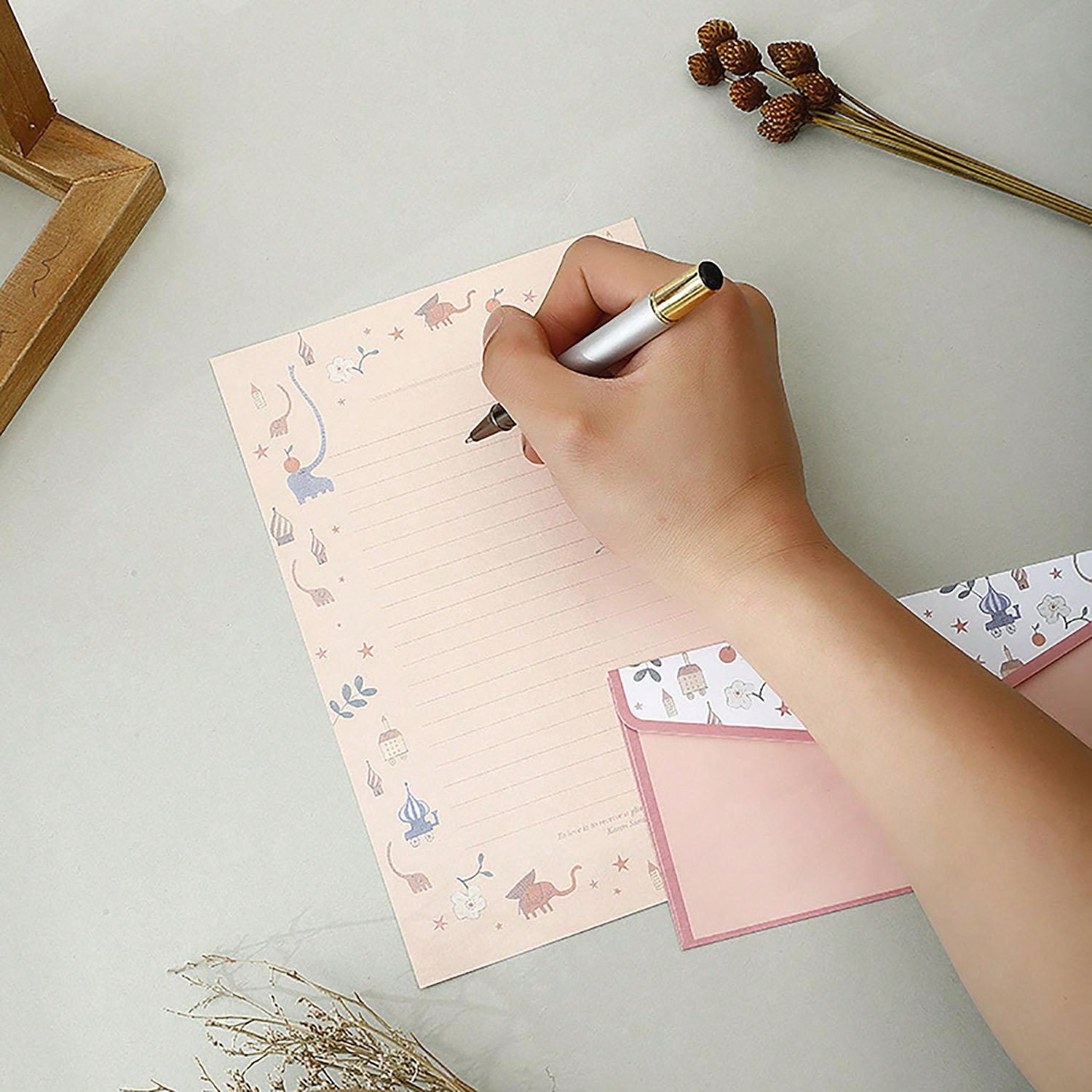 9pcs/Set Minimalist Romantic Cute Cartoon Animal & Plant Envelope ...