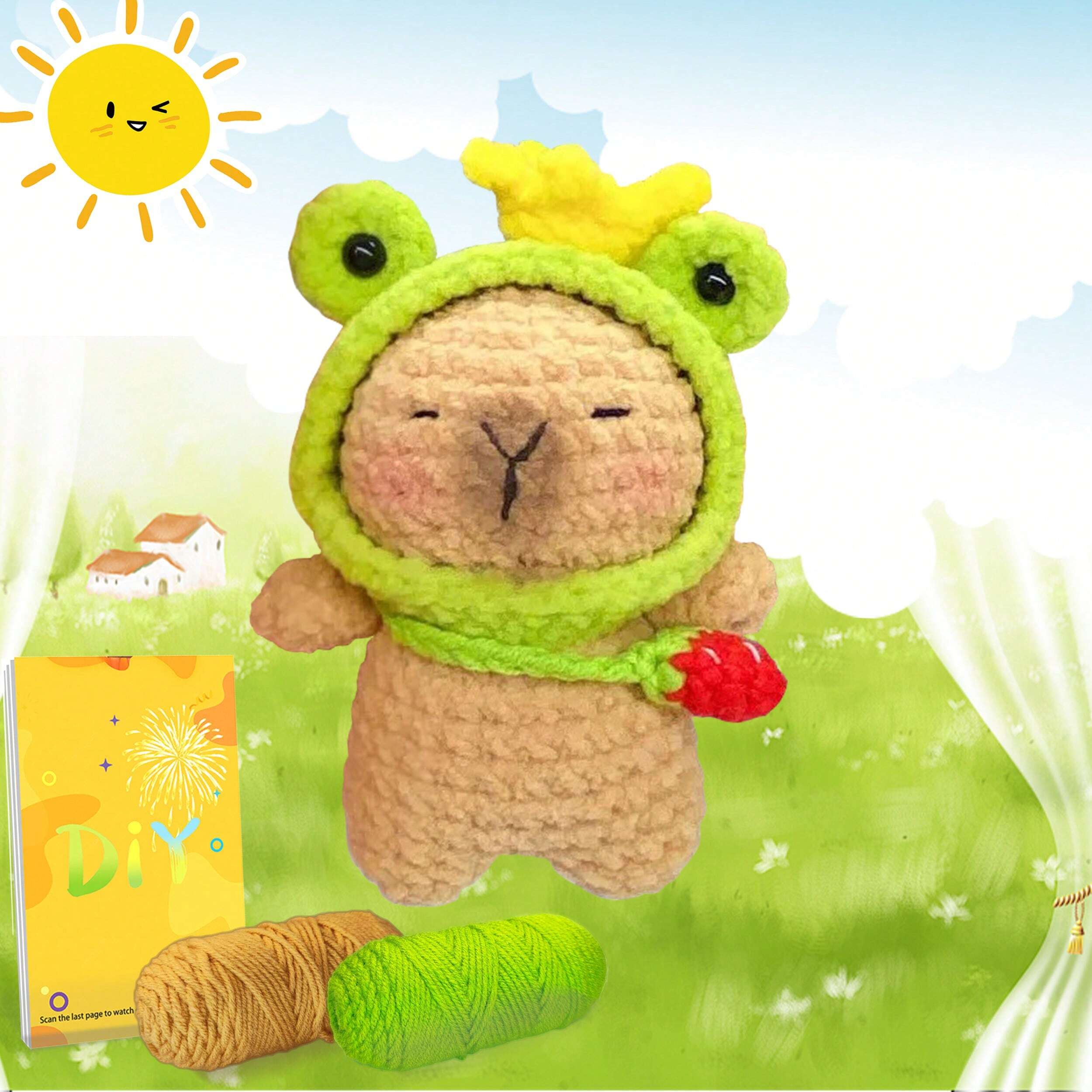 DIY Frosch Hut Kapibara Häkelset für Anfänger, Amigurumi gefüllte Tiere - Geschenk Tier Häkel ...