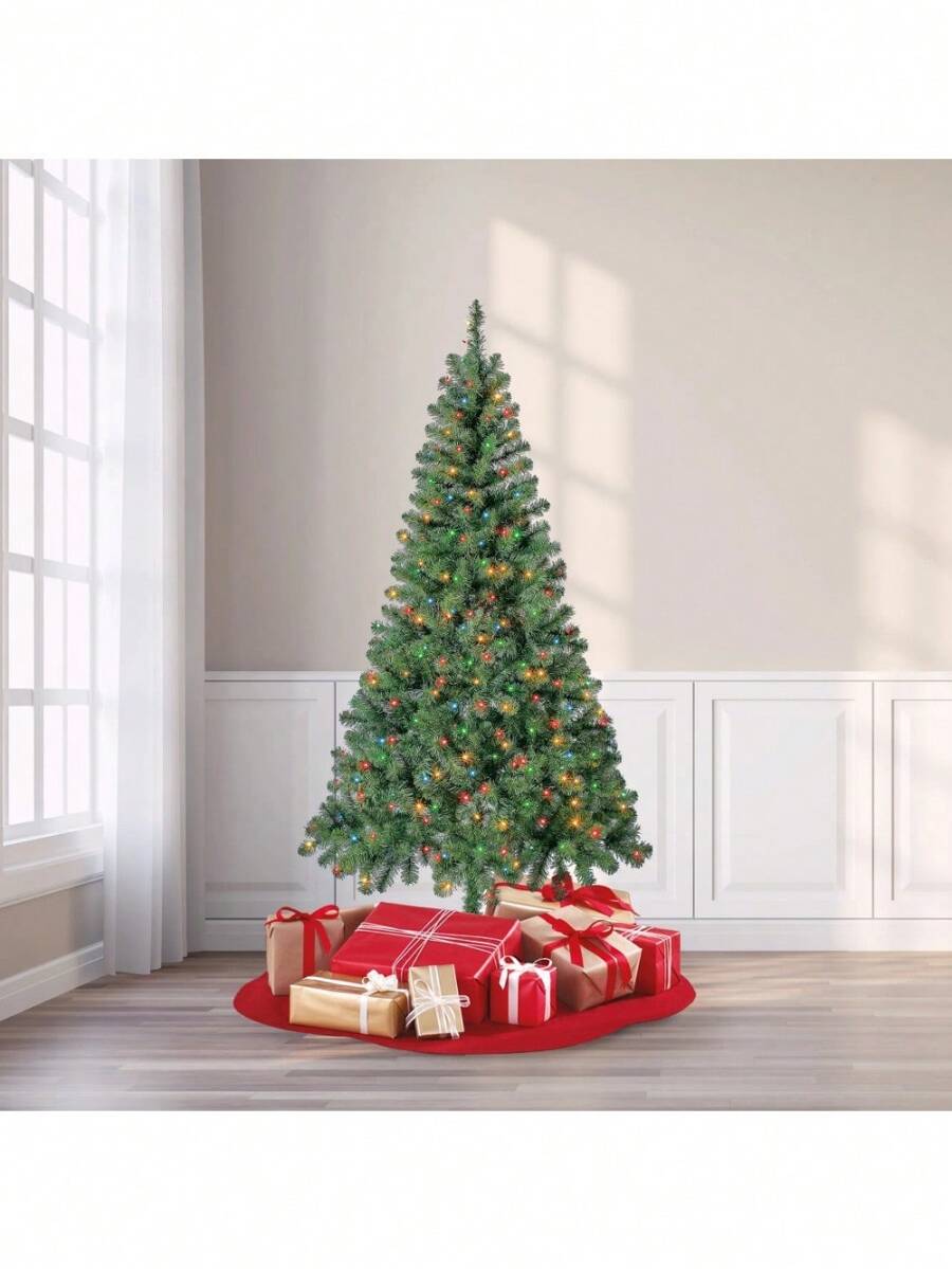 6.5 Ft Pre-Lit Pine Artificial Christmas Tree With 250 Color-Changing ...
