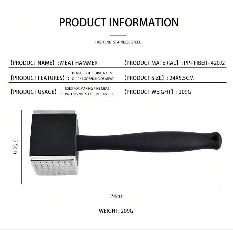 New Square Double-Sided Meat Tenderizer, Beef Chicken Pork Mallet, Meat ...