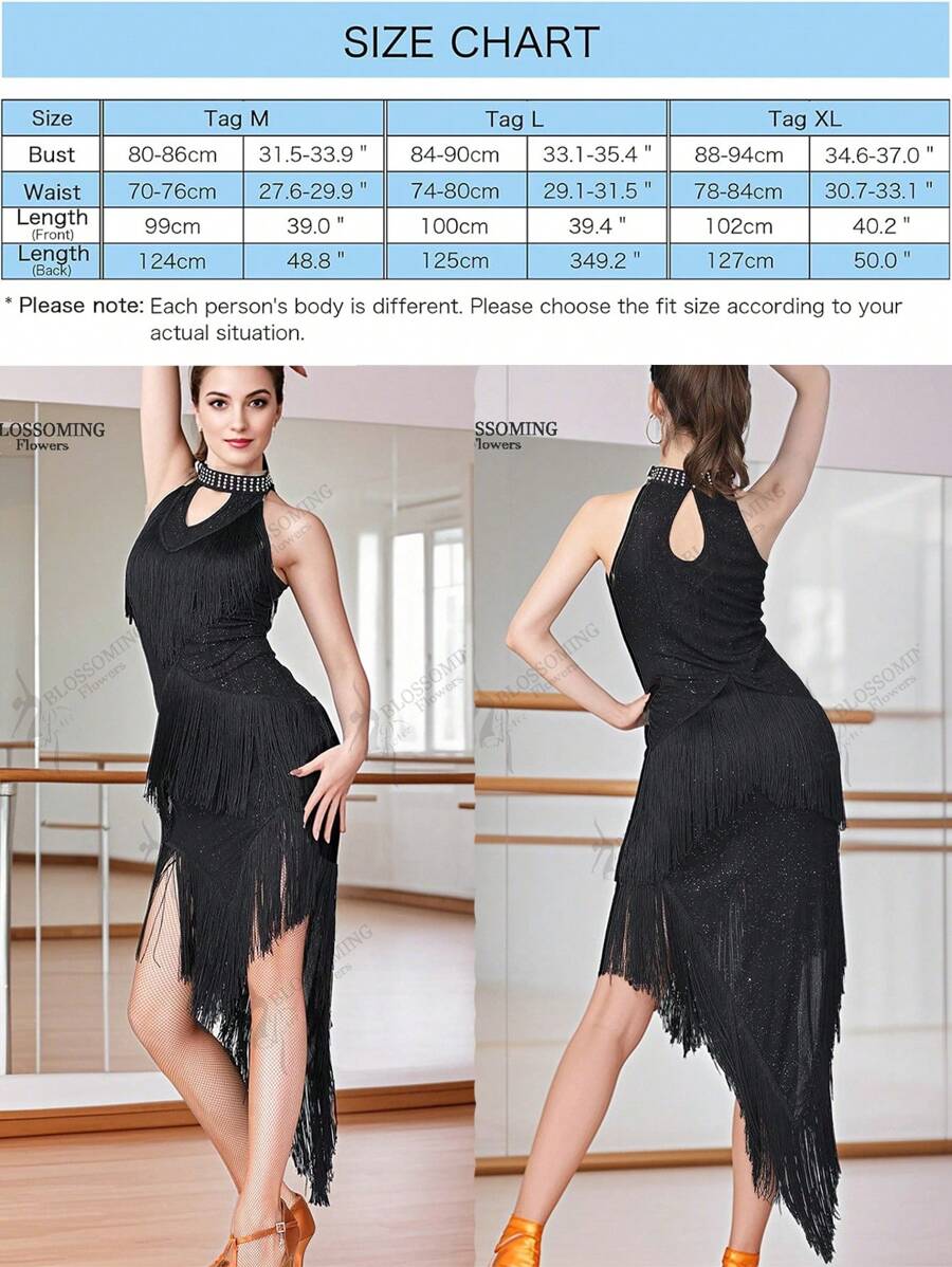 Women's Latin Tango Salsa Dance Skirt High Low Swallowtail Tassel Skirt ...