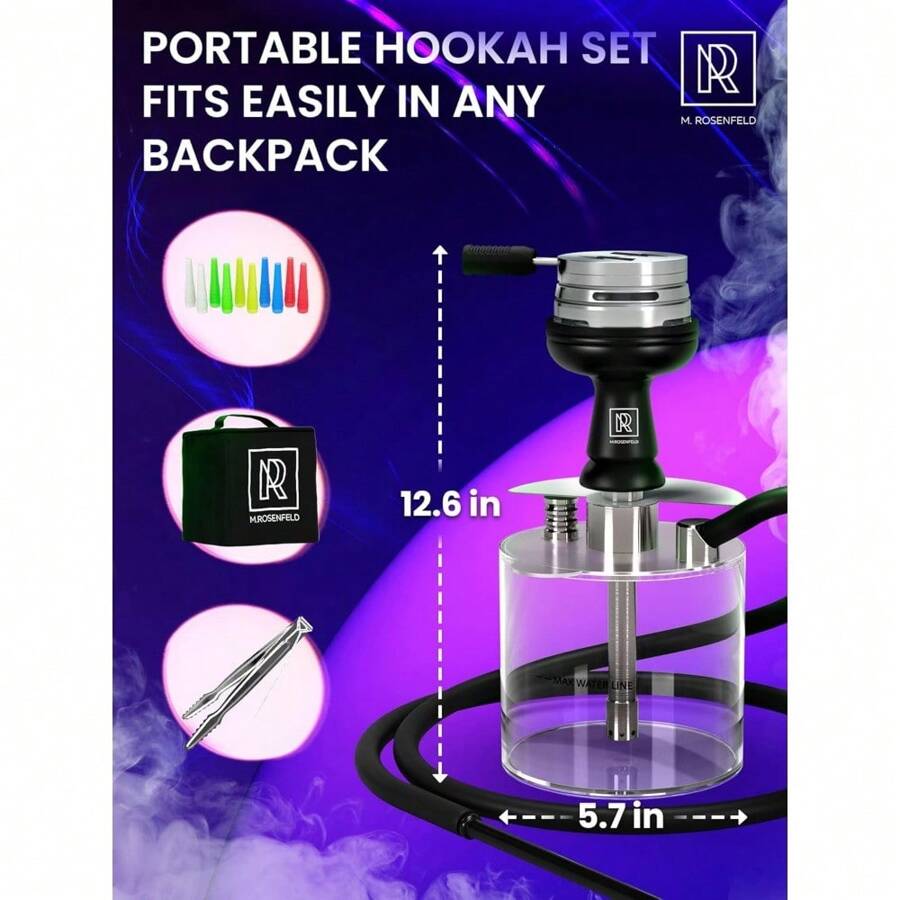 Portable Hookah Set With Everything - YADO Acrylic Hookah To Go - Big ...