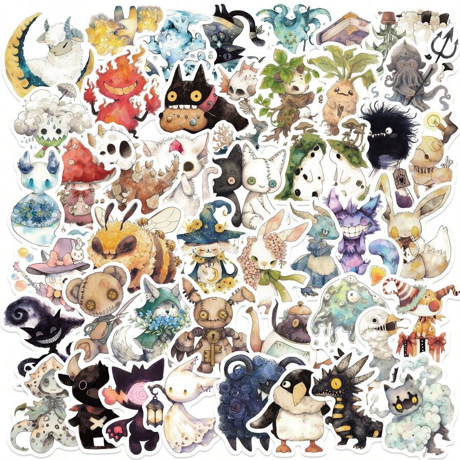 50Pcs Absurd Fairy Tale Monsters Stickers For Mobile Phones Computers Refrigerators Bicycles ...