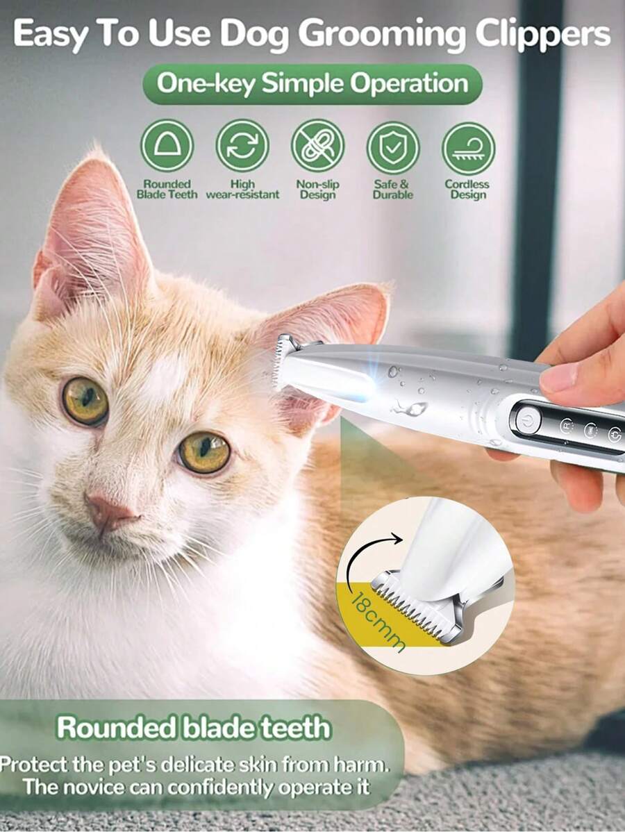 Quiet Pet Hair Trimmer - USB Rechargeable, Waterproof Grooming Tool For ...