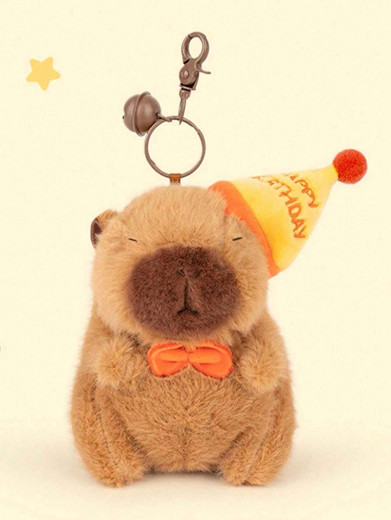 12cm/4.7inch Happy Capybara Plush Pendants Party Hat Capybara Plush ...