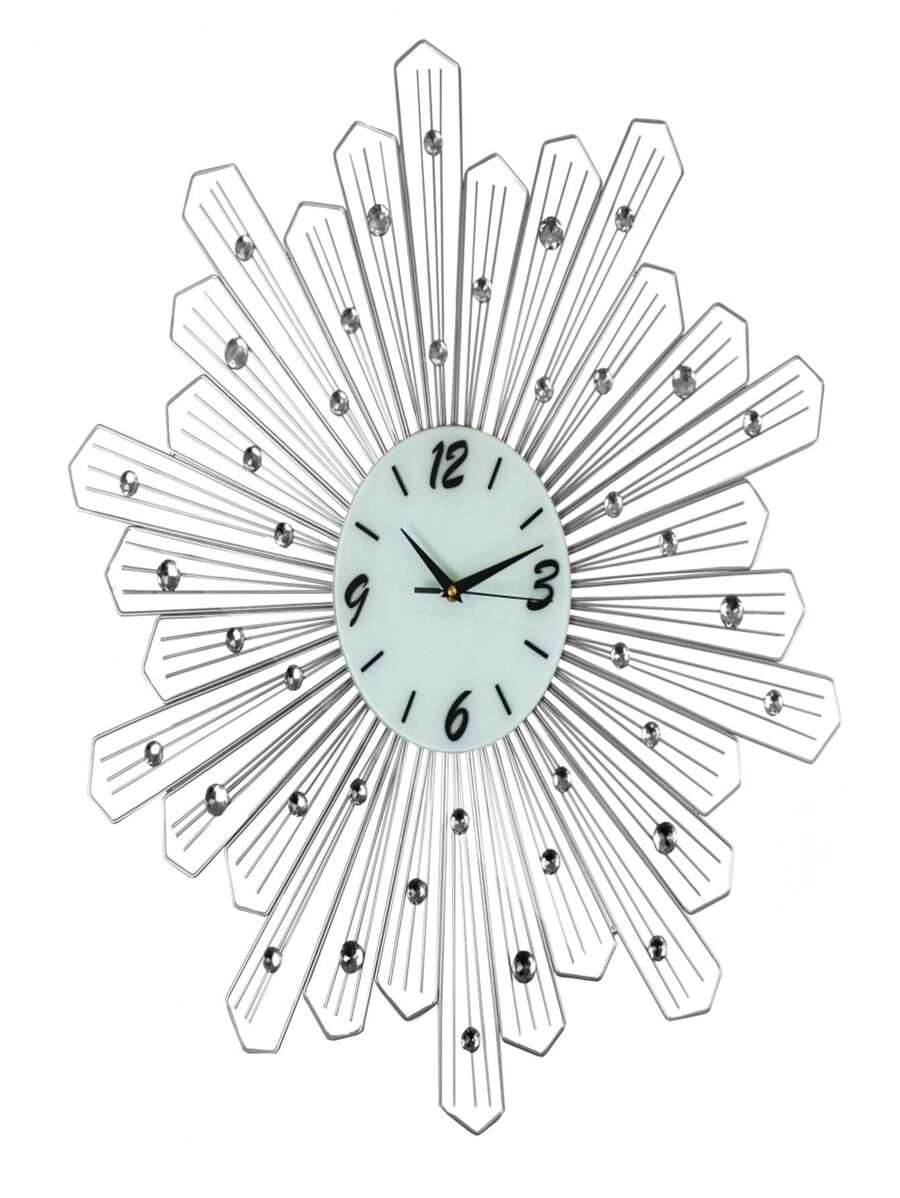27 In. Round Spoke Style Silver Wall Clock | SHEIN USA
