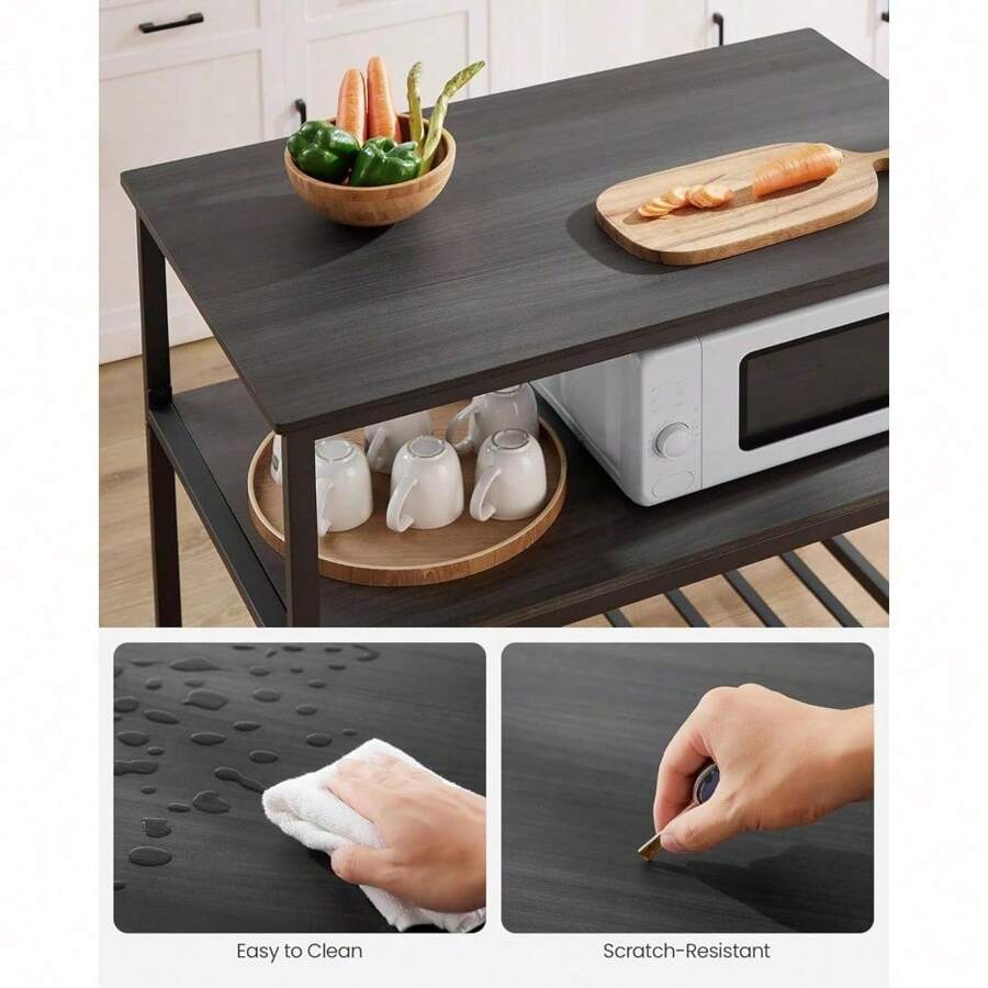 VASAGLE Kitchen Island With 3 Shelves, 47.2 Inches Width Kitchen Shelf ...