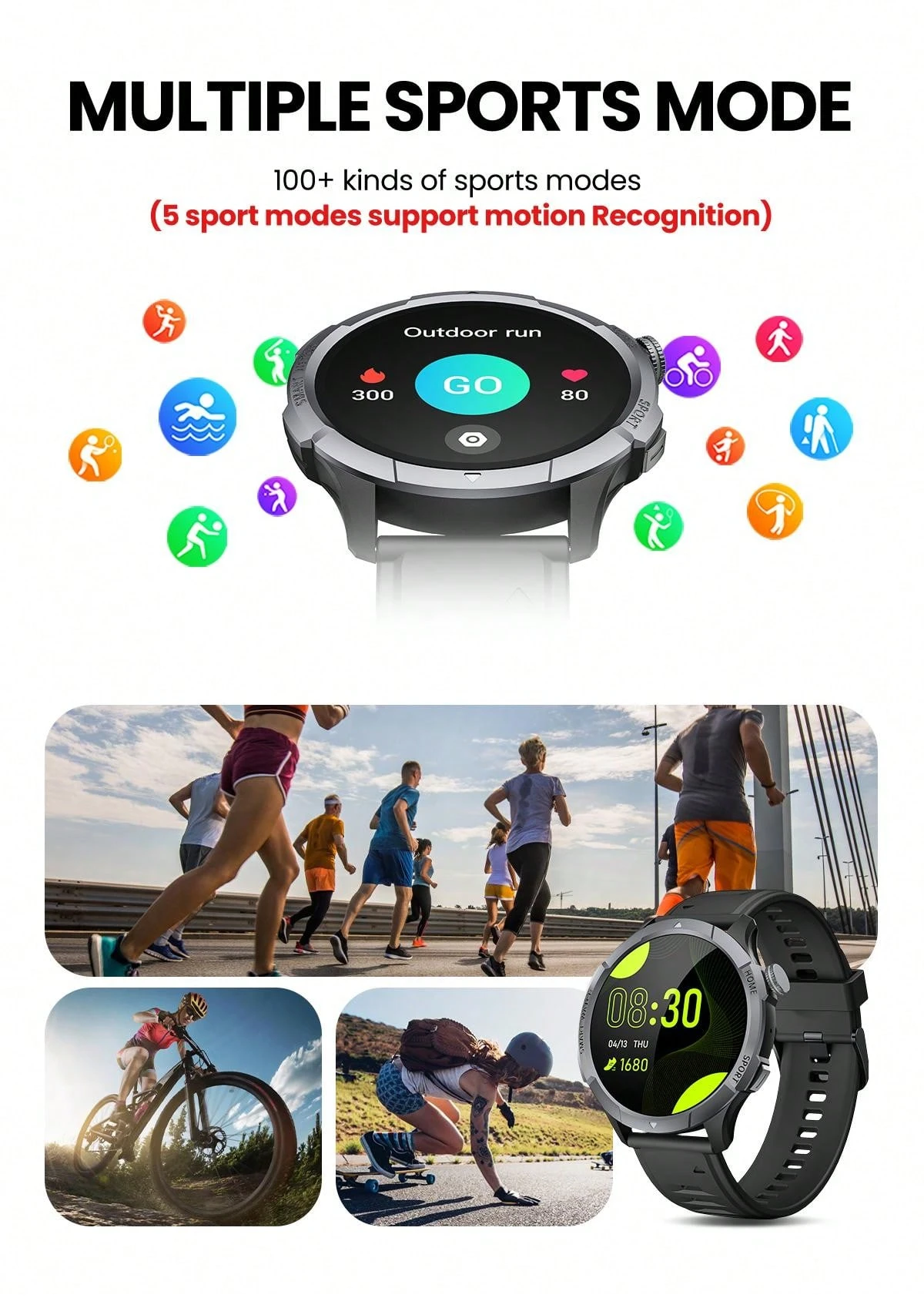 JELLOO Orologio Intelligente per Uomo con Schermo AMOLED, Impermeabile ...