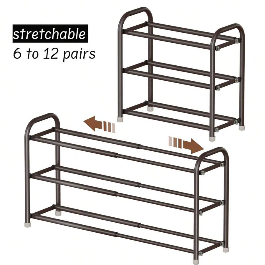 3-Tier Expandable Shoe Rack,Adjustable Shoe Shelf Storage Organizer ...
