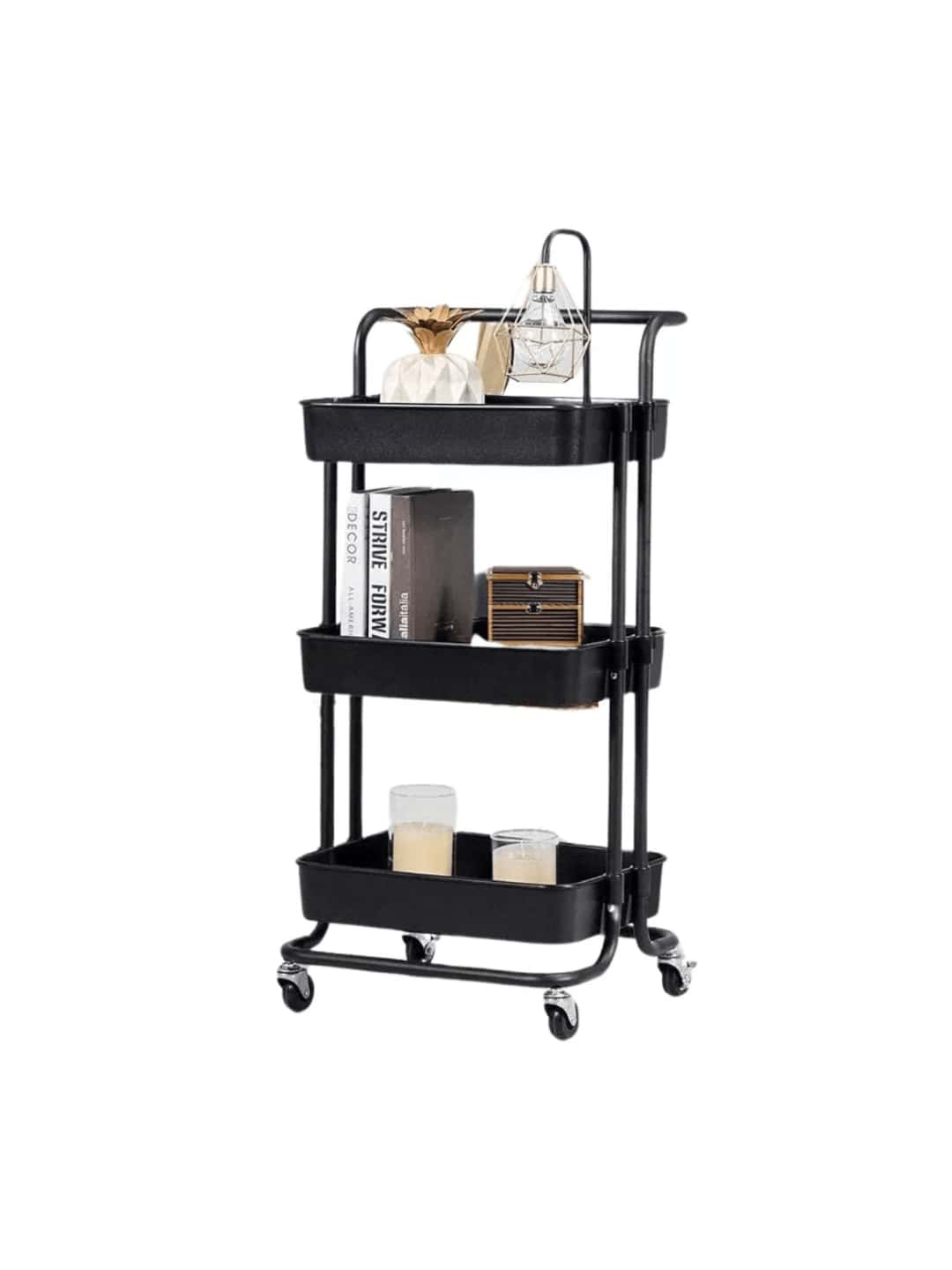 3 Tier Rolling Utility Cart Multifunction Rolling Storage Trolley ...