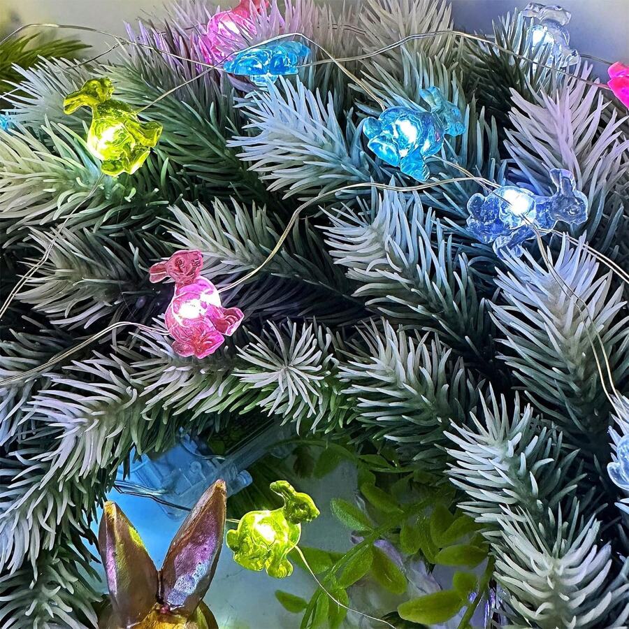 Easter String Lights, 50LED 16FT Colorful Bunny Decorative Fairy Lights , Rabbit Shaped Lights ...