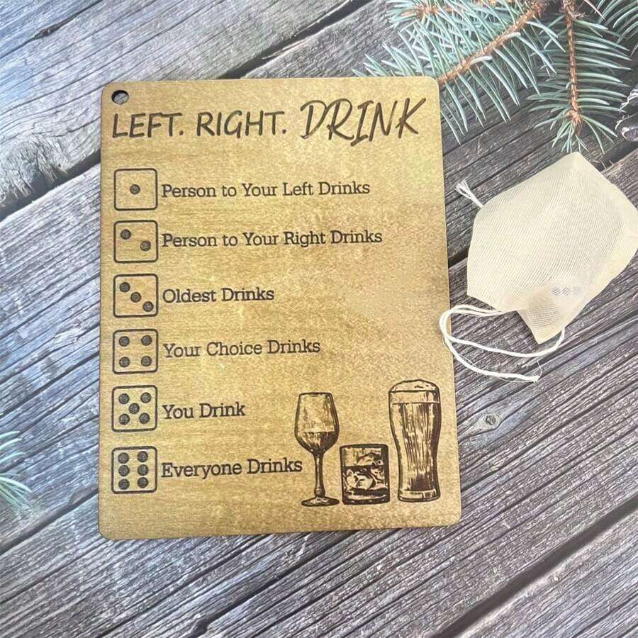 1 Set Left Right Drink Drinking Game, Fun Dice Plates And Dice Bags ...